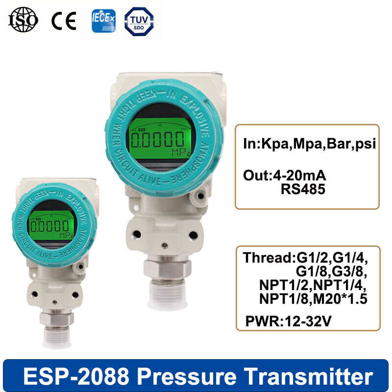 Transducer LCD 2088 Range - 0.1-0-100Mpa 4-20Ma Rs485 Output Water Tank Oil Gas Pressure T ...