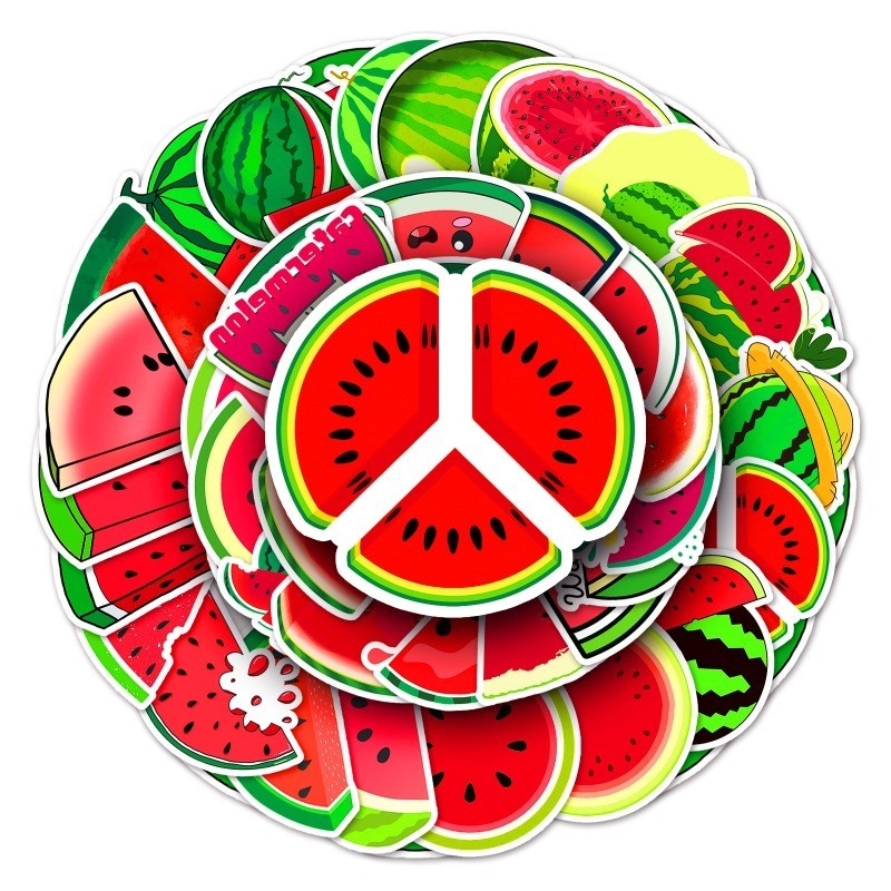 50Pcs Watermelon Fruit Cartoon Graffiti Sticker Set Waterproof Oil ...