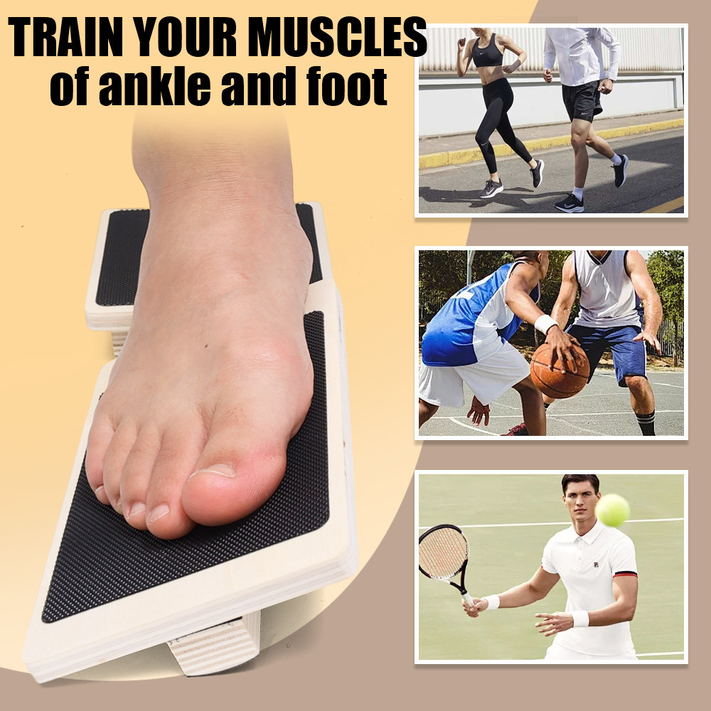 Non-slip Wood Wobble Board - Prevention Joint Pain Leg Axis Exerciser ...