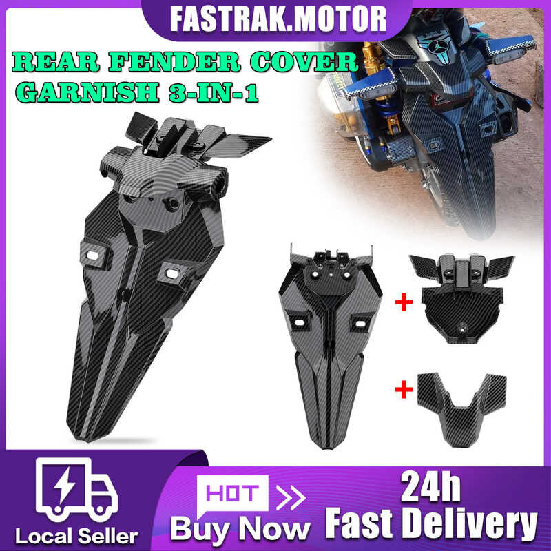 COD 2024 HONDA Click 3-In-1 Set Rear Fender Cover Carbon Splash Guard ...