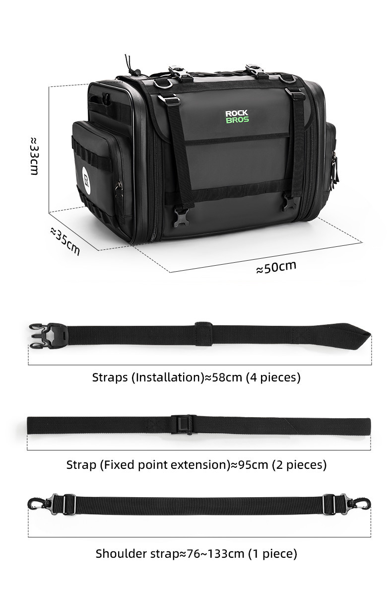 ROCKBROS Rear Seat Motor Bag Universal Portable Big Capacity Riding Bag ...