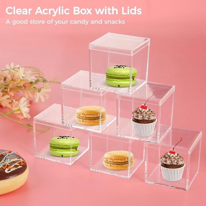 4Pcs Clear Acrylic Candy Boxes - Square Plastic Containers - Gift ...