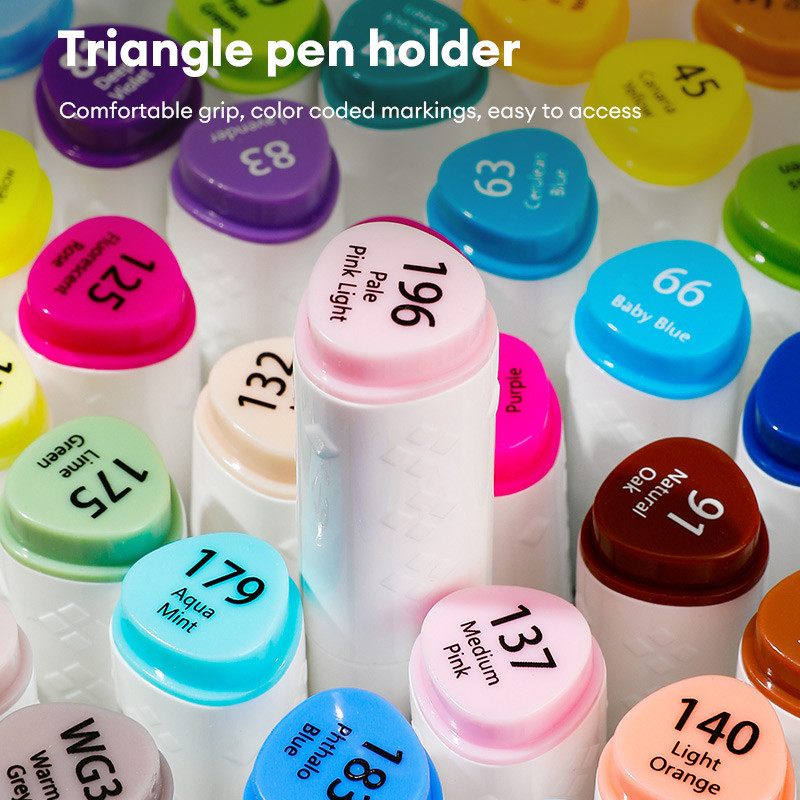 Deli 12/24/36/48/60/80 Colors Marker Alcohol Triangle Markers Set Color ...
