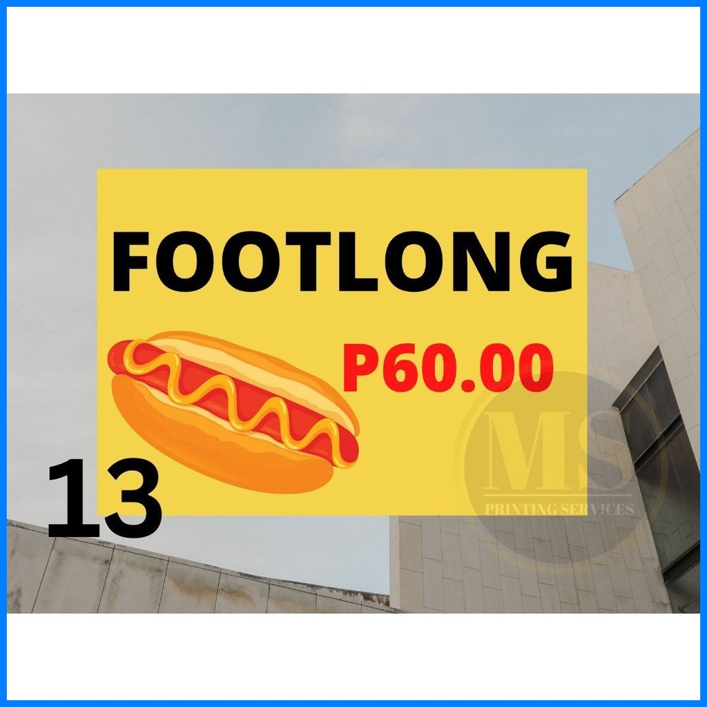 ๑ Burger Siomai Footlong Signage (Laminated Signage and Waterproof ...