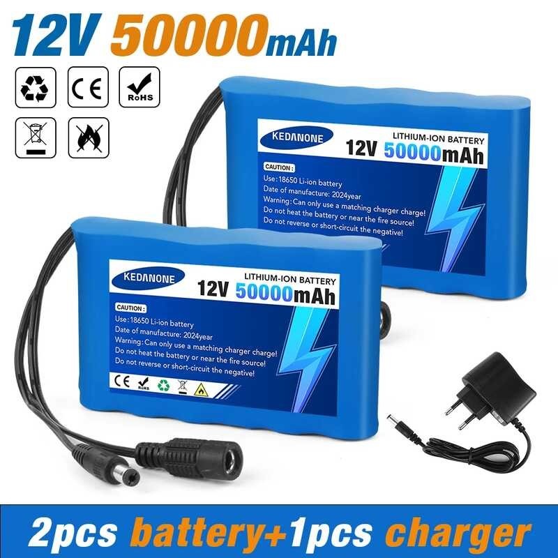 Portable 12V 50000Mah Rechargeable 18650 Lithium-Ion Battery Pack ...