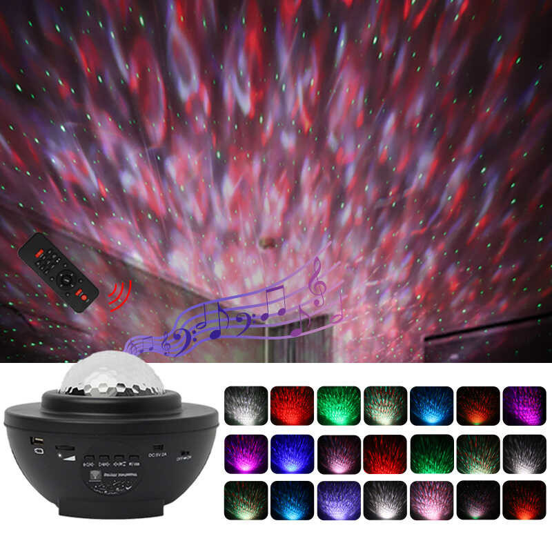 Galaxy LED Star Projector Ocean Wave Night Light Room Decor Rotate ...
