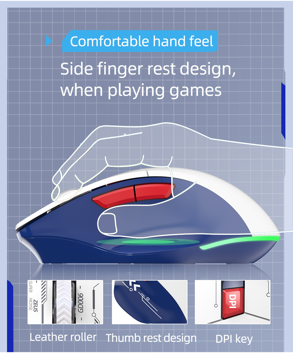 Zeus GD-006 2.4G Wireless Mouse Rechargeable Mechanical Office Gaming ...