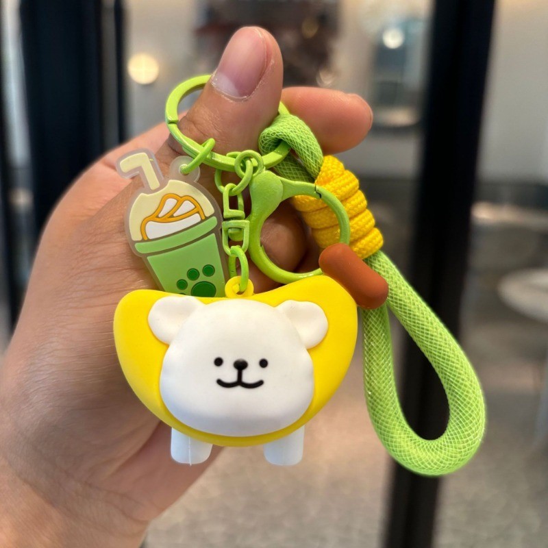 Cute Maltese Themed Cherry Blossom Party Keychain Cartoon Dog Couple ...