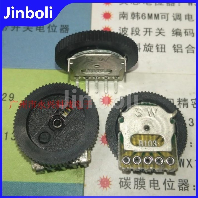 10PCS 16X2MM Gear Dial Potentiometer B103 B10K 16*2MM Double 5 Pin ...