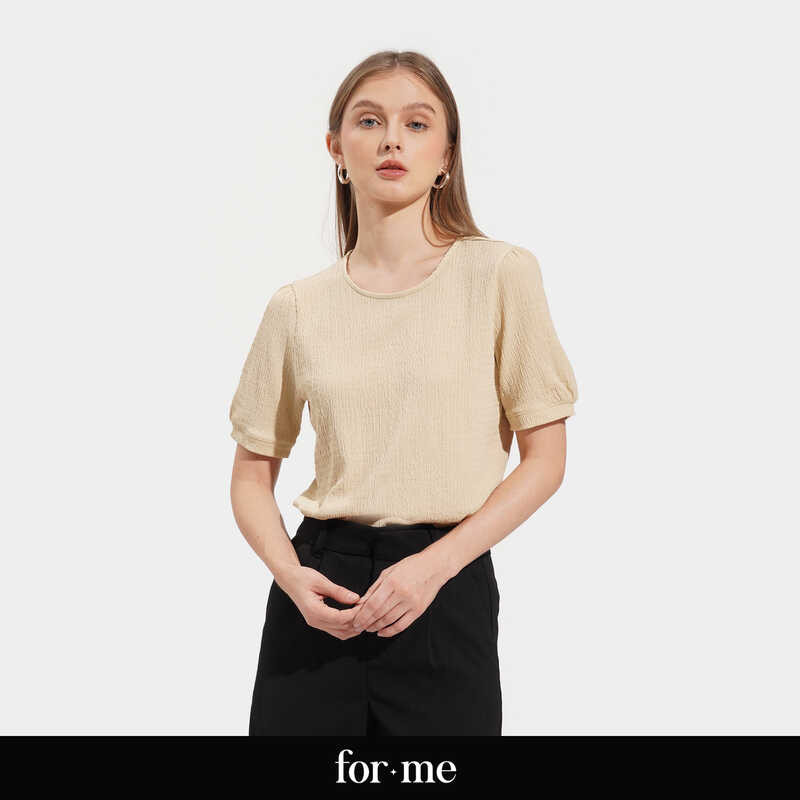 ForMe Textured Tee T-Shirt for Women (Beige) | Shopee Philippines