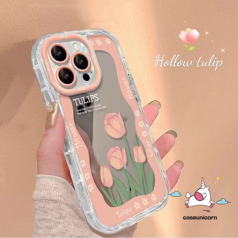 Romantic Tulip Frame Floral Luxury Make Up Mirror Case For Oppo A18 A60 ...