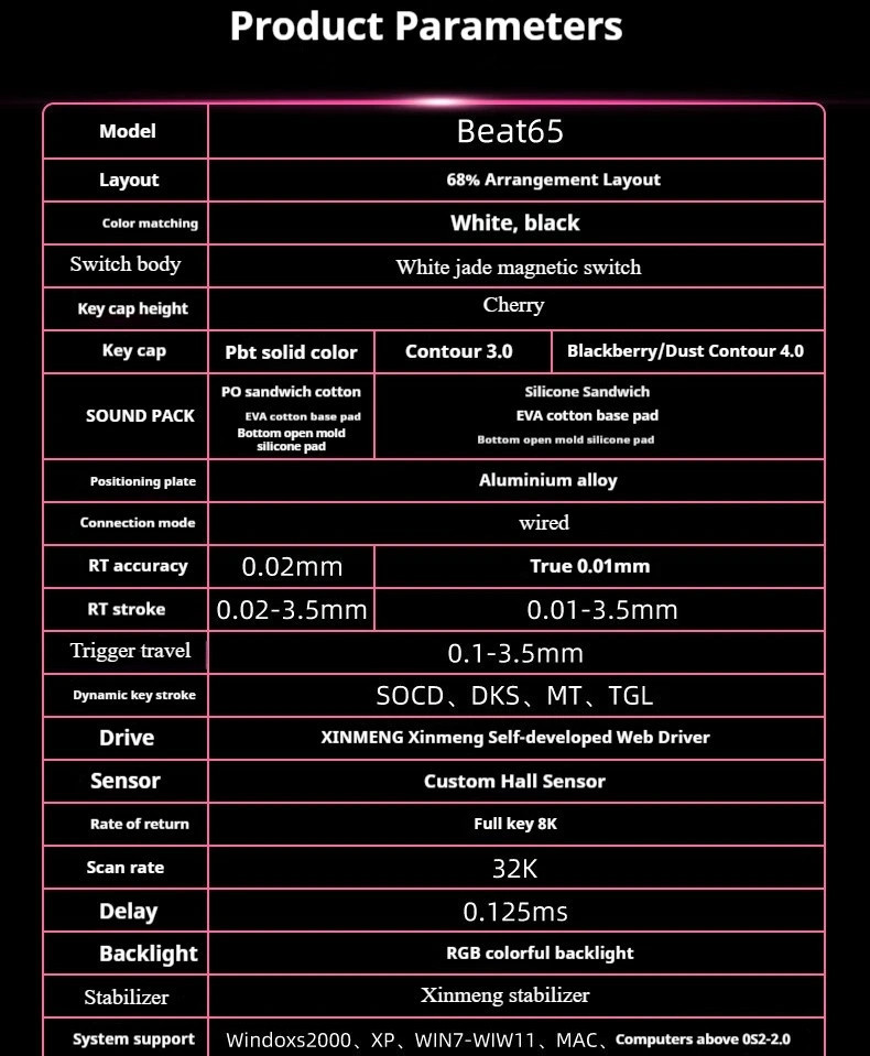 XINMENG Beat65 Wired Gaming Magnetic Keyboard 8K Low Delay 0.01mm RT ...