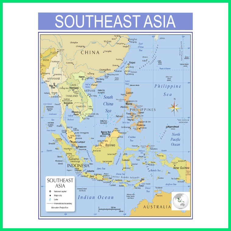 Southeast Asia Political Map Waterproof A4 Laminated Chart | Shopee ...