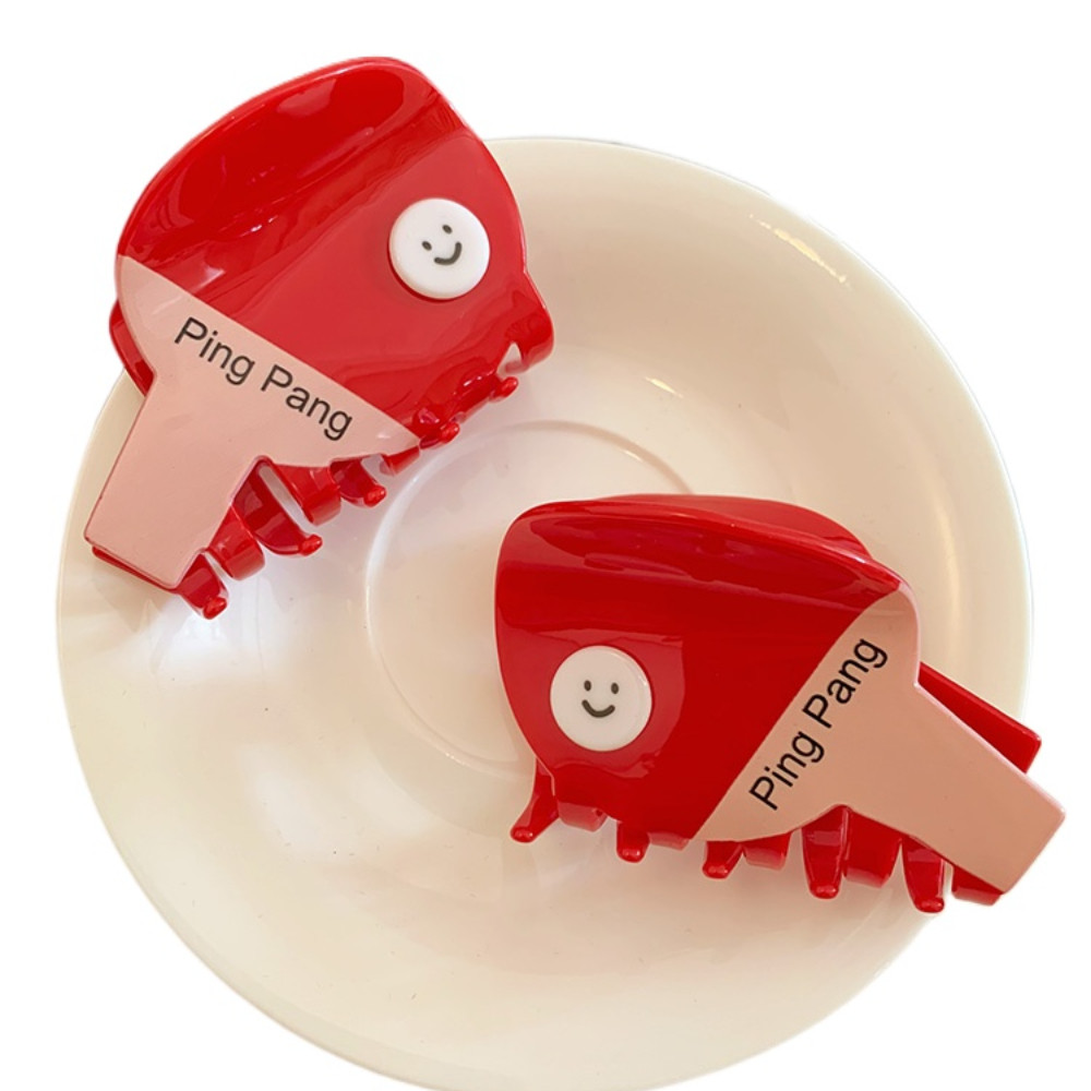 Cute Red Table Tennis Racket Grip Clip Female Back of Head Half Zip ...