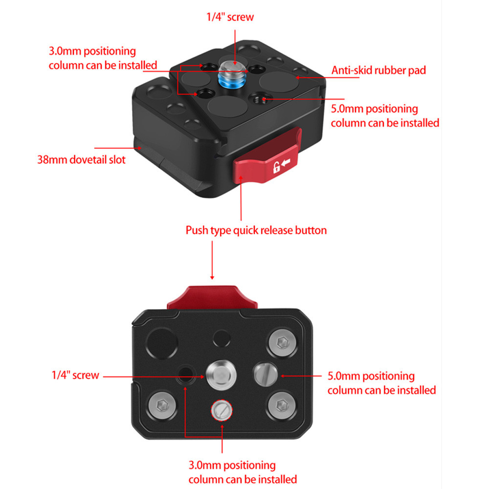 XT-XINTE Monitor Quick Release Clamp Plate V Mount 1/4 inch Screw ...