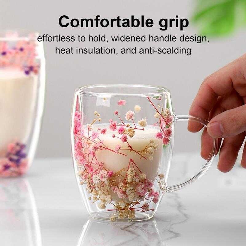 & 350Ml Real Flower Double Layered Glass Glass Ang Kalangitan Na Puno ...