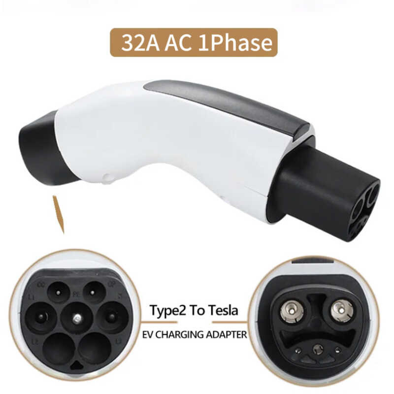 Jenis 2 Sa Tesla TPC Adapter 32A 7Kw AC Type2 Tesla Adaptor EV Charger ...