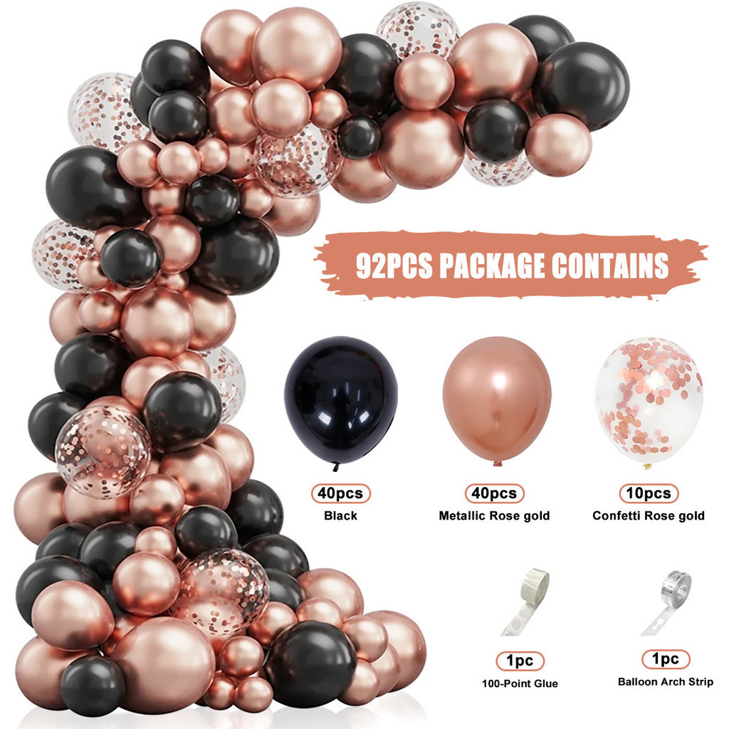 Black Rose Gold Graduation Balloon Arch Kit 12" Confetti Latex Balloon ...