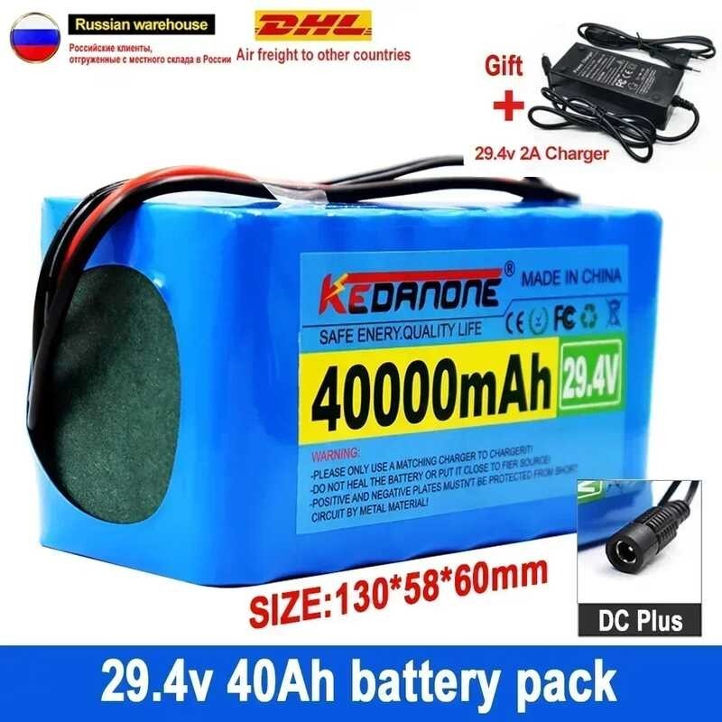 24V 40Ah 7S3p 18650 29.4V 40000Mah Li-Ion Battery Pack For Electric ...