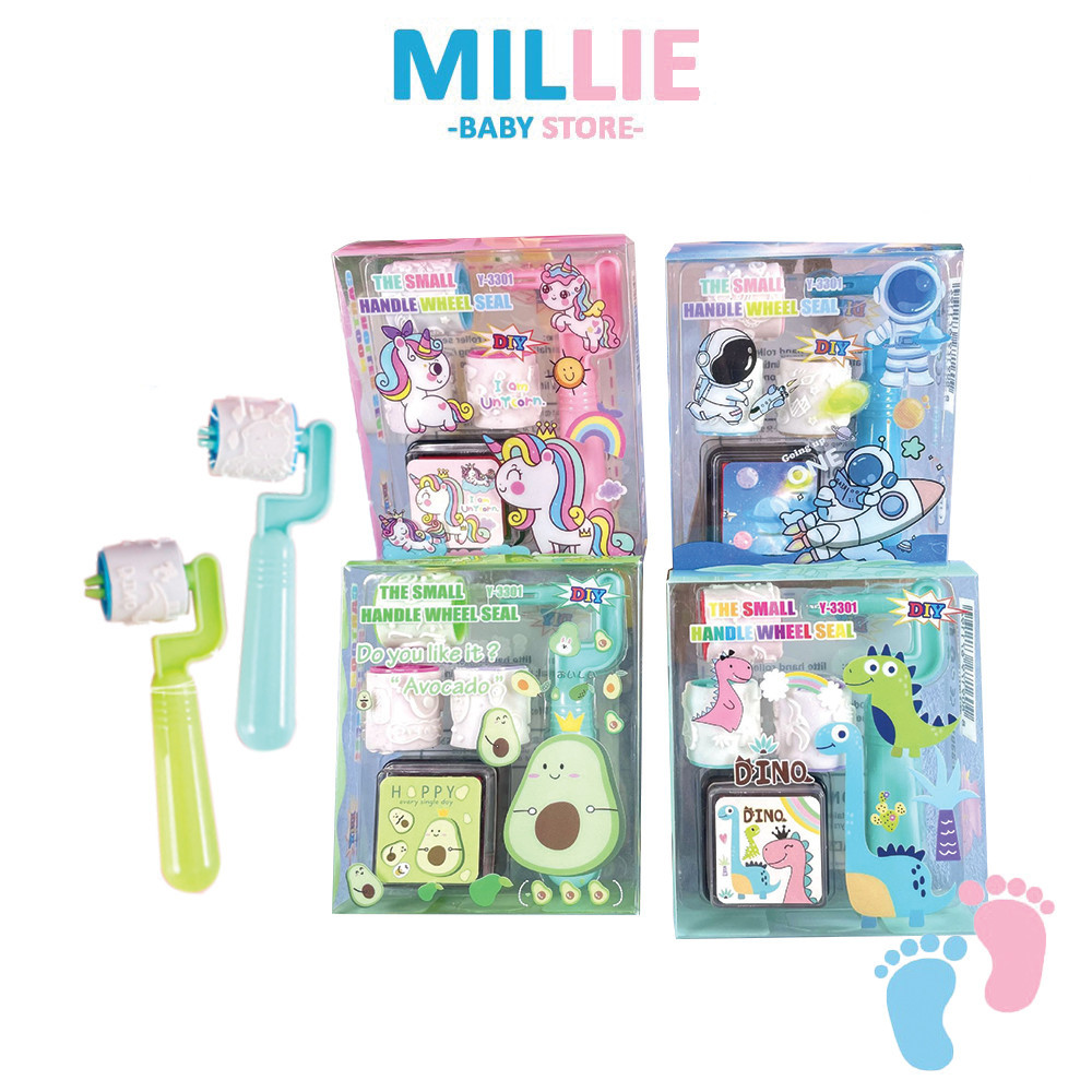 MILLIE DIY Kids Creative Cute Cartoon Roller Stamp Set Children Cartoon ...