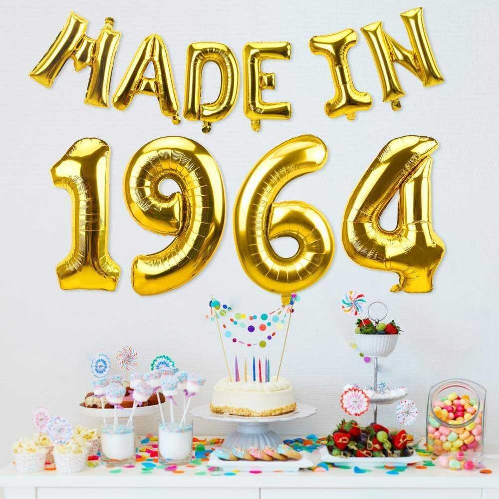 40 50 60 70th Milestone Gold Birthday Balloons Banner Made in 1964 ...