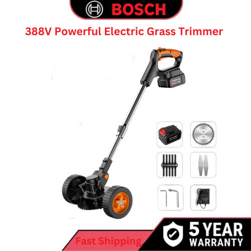 BOSCH-388V Powerful Electric Cordless Grass Cutter Rechargeable Lithium Battery Grass Trimme ...