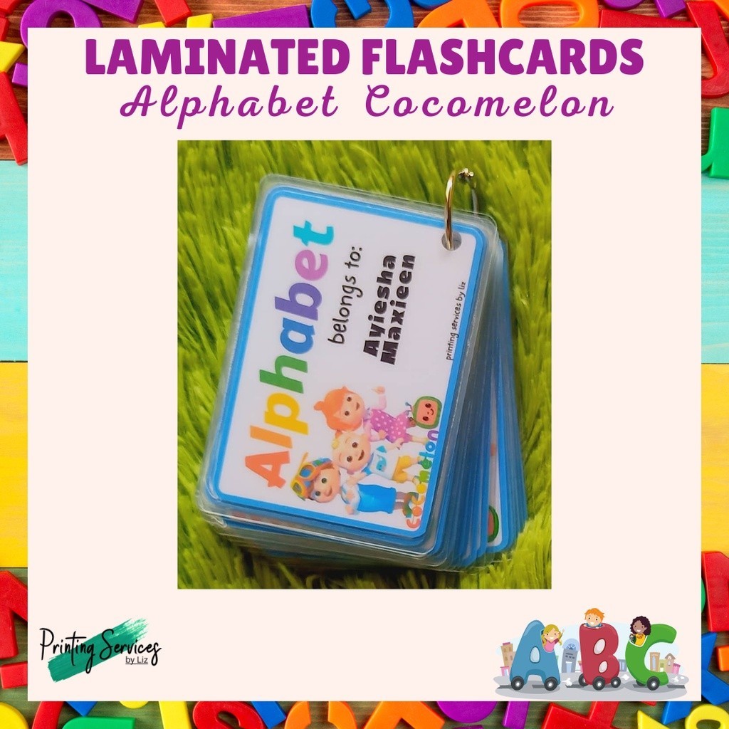☂ ABC's LAMINATED FLASHCARDS COCOMELON THEMED - 250 microns laminated ...