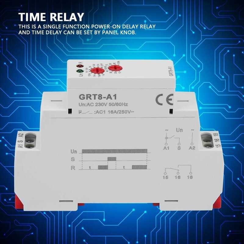 Mini Power Grt8-A1 On Delay Time Relay DIN Rail Mount AC 220V | Shopee ...