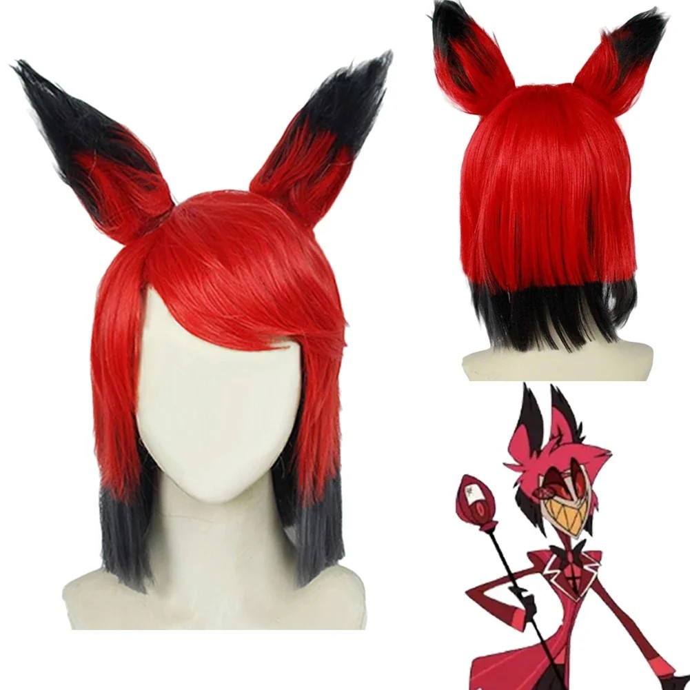 Hazbin Cosplay Hotel Alastor Costume with Wig Red Jacket Uniform Suit ...