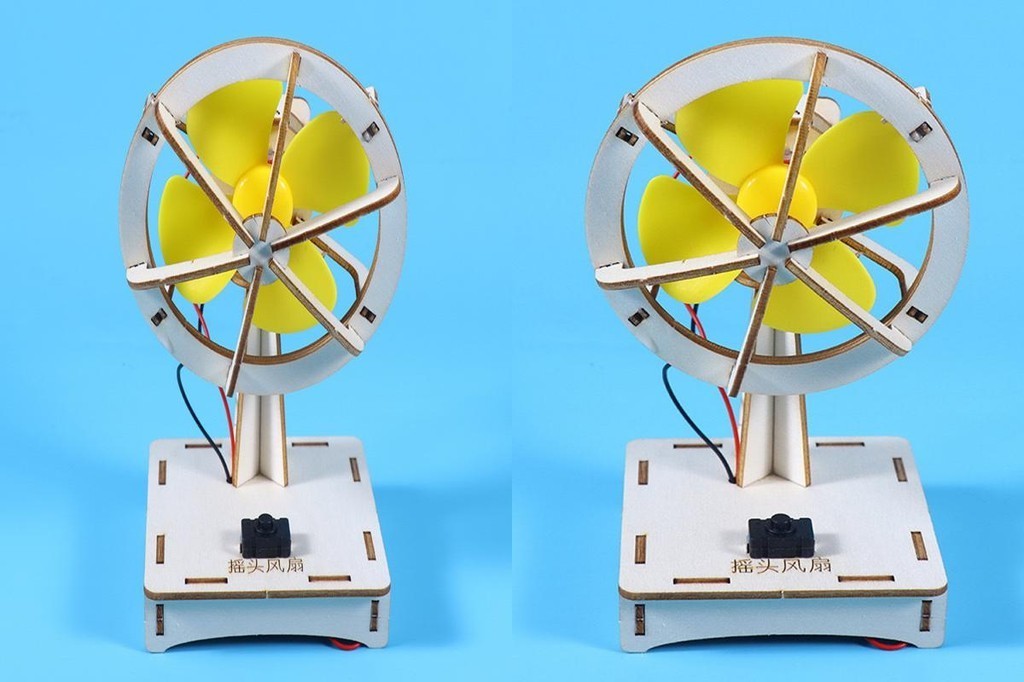 SU Educational Science Toy for Children Wooden Electric Fan Model Kit ...