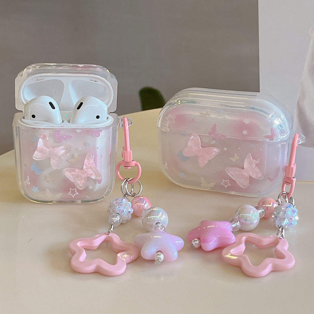 Lovely 3D Butterfly Earphone Case With Keychain For AirPods 1 2 3 4 3rd ...