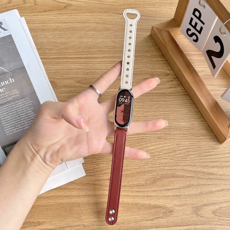 Elegant Leather Strap for Xiaomi Mi Band 9 8 7 NFC Watch Band for ...