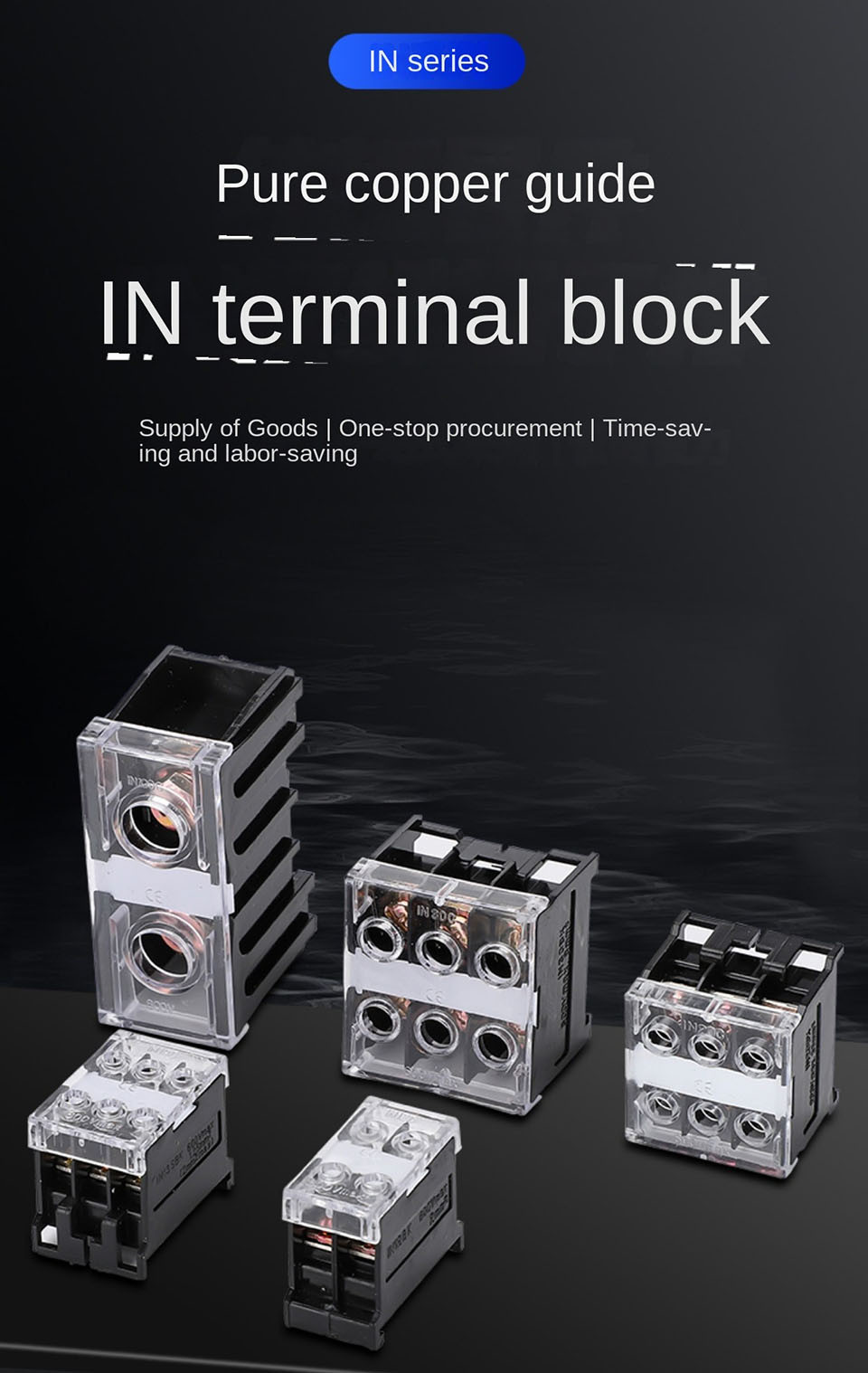 DIN Rail Terminal Block IN12BK IN20BK 600V 2/3 Pin 30A/60A Electrical ...