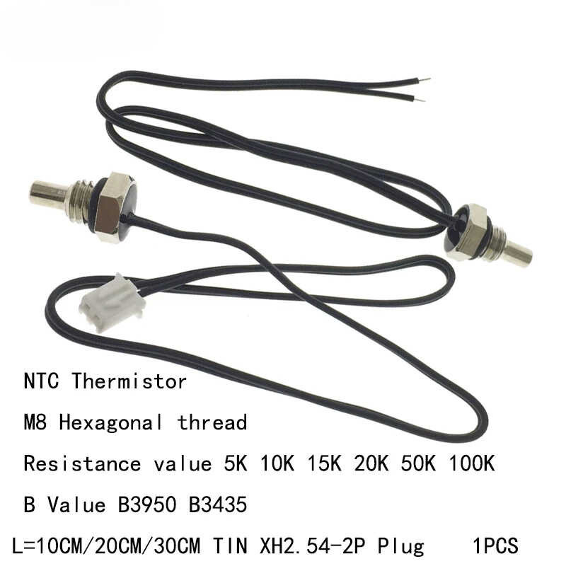 NTC Thermistor 20 Threaded Probes, Temperature Sensor Plug Xh2.54-2 ...
