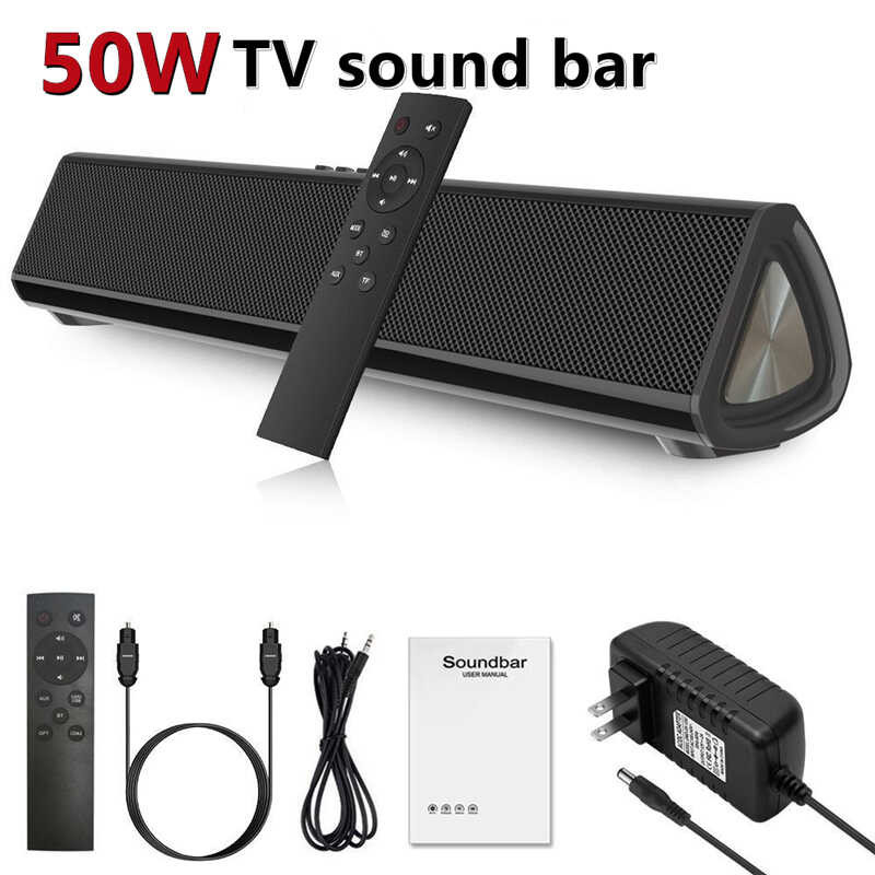 Power 50W High TV Sound Bar Wireless Bluetooth Home Theater Subwoofer 360 Stereo Computer ...