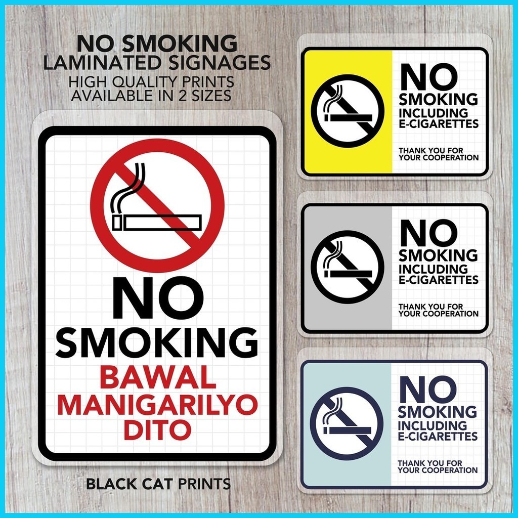 ∆ No Smoking Bawal Manigarilyo Sign | Smoking Area Sign | Laminated ...