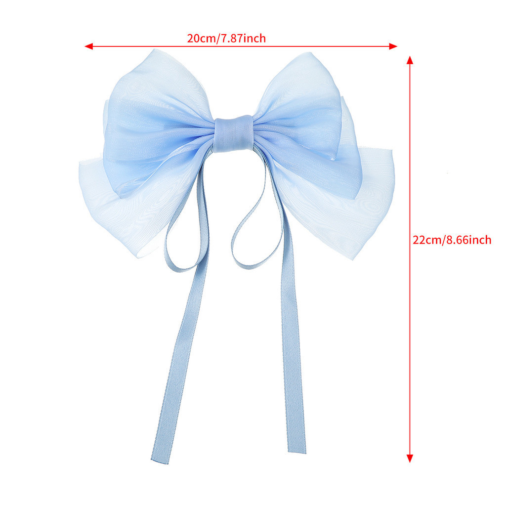 Korean Large Ribbon Bow Hair Clip Mesh Alloy Spring Clip Hairpin Woman ...
