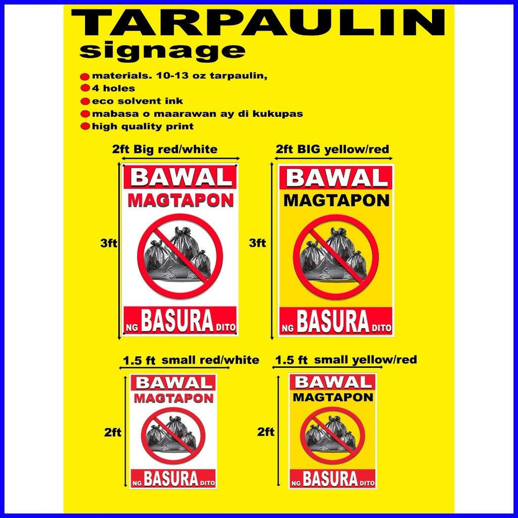 bawal magtapon ng basura dito tarpaulin signage no trash | Shopee ...