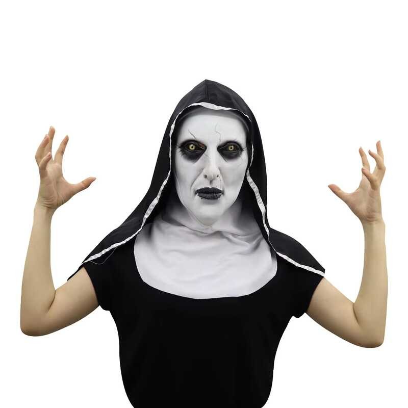 The Nun Mask Hood Adult Scary Horrible Halloween Mask Women Costume ...