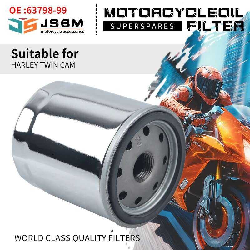 2 JSBM Motorcycle Engine Parts Chrome Oil Filter For Twin Cam 1999-2017 ...