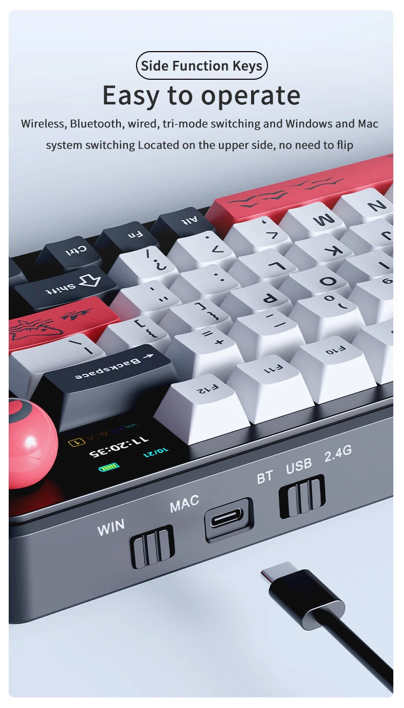 Ajazz AK820 MAX Plus Tri-mode Hot Swap Screen Display Mechanical Keyboard Gasket Structure ...