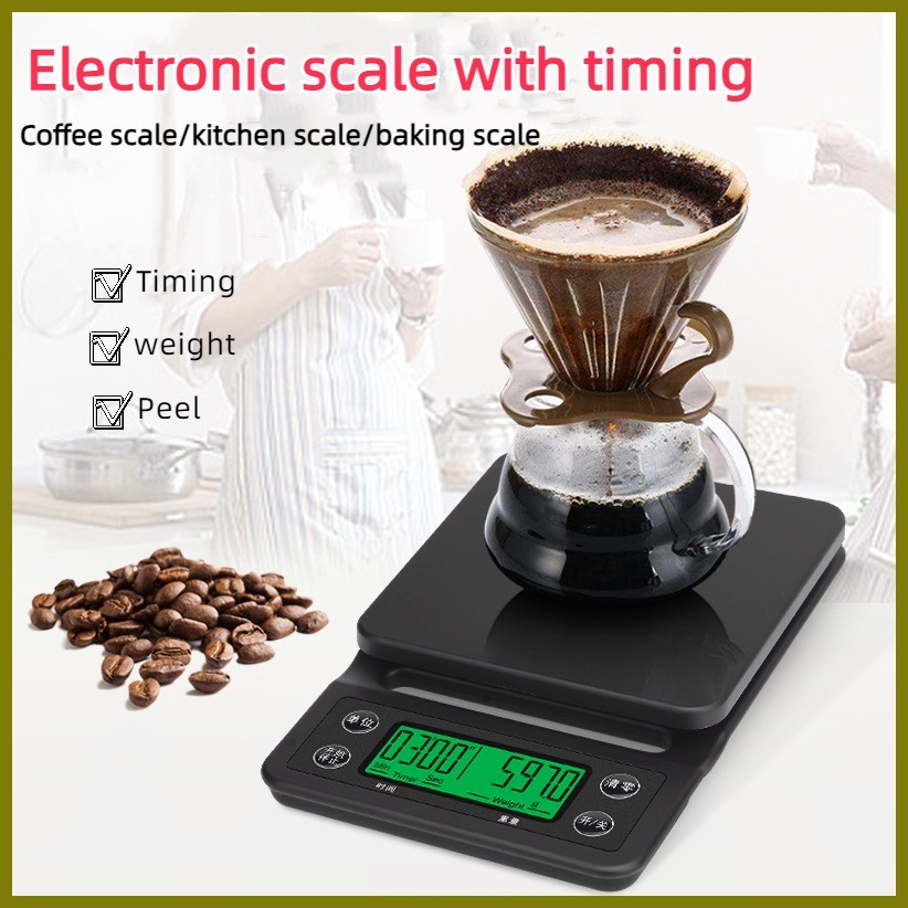 Coffee Scale with Timer High Precision LCD Display Kitchen Scales Rechargeable USB Electronic ...