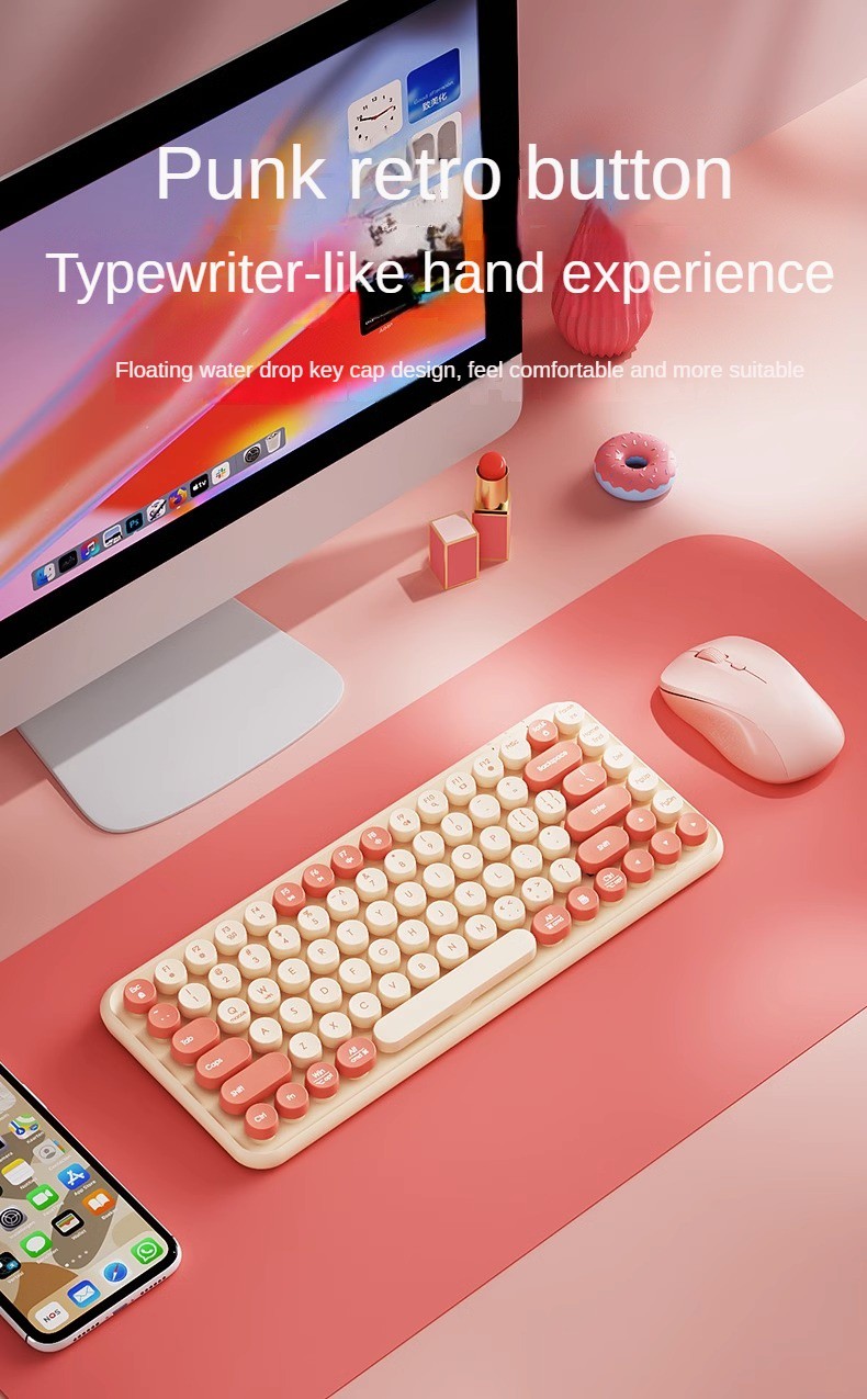 BOW wireless keyboard and mouse set boys and girls mute office USB 2.4g ...