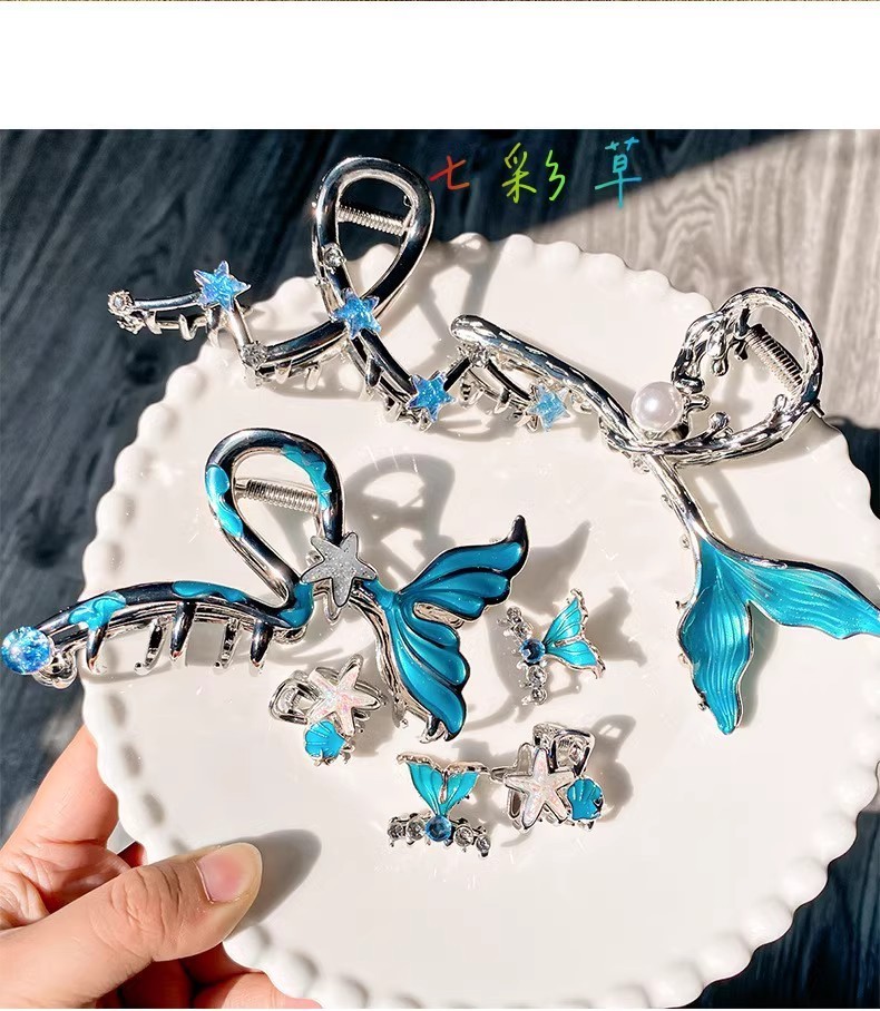 2024 New Blue Ocean Fishtail Clip Large Hair Accessories Women High ...