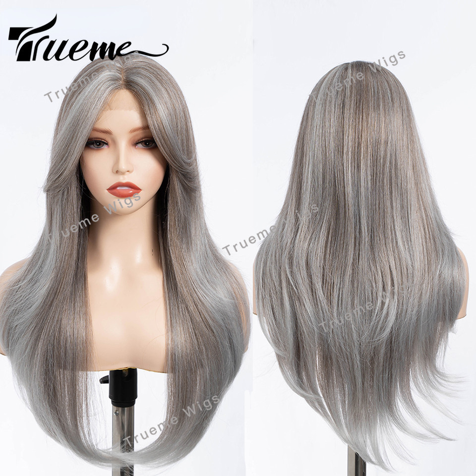 Trueme Synthetic Lace Frontal Wigs For Women 26 Inch Long Straight full ...