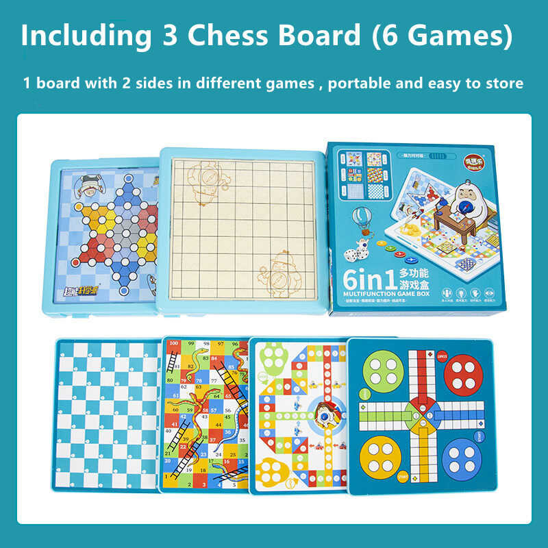Sa 1 6 Portable Chess Board Travel Reversi Gobang Checkers Ludo ...