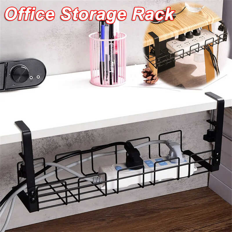Undertable rack metal cable tray computer desk wire organizer walang ...