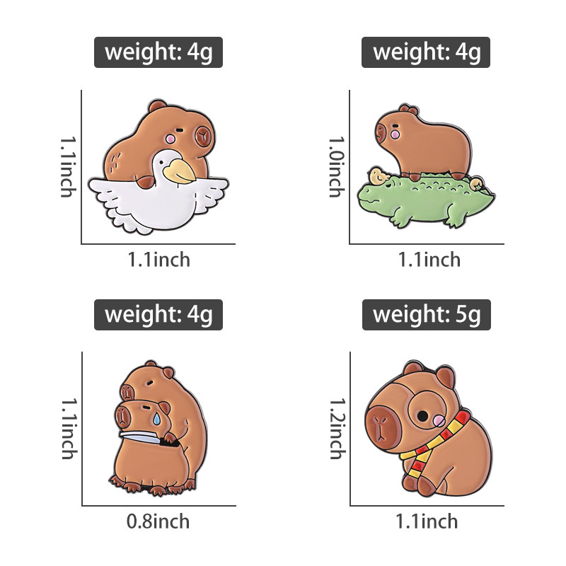Cartoon Capybara Baby Enamel Pin Animal Brooches Funny Cute Foods Study ...