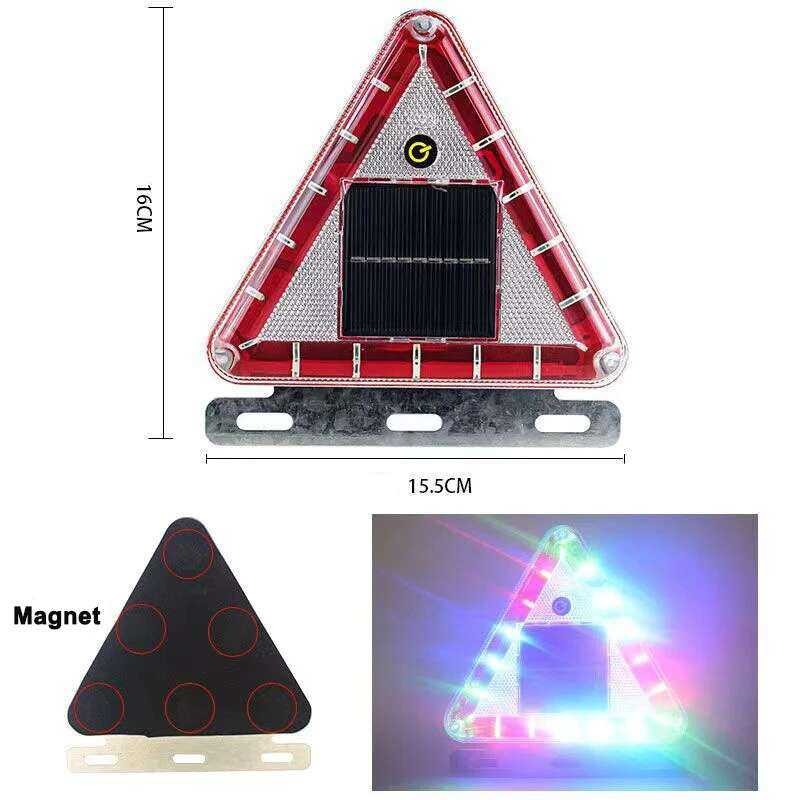 Tt LED Solar Triangle Flashing Warning Light Battery Wireless ...