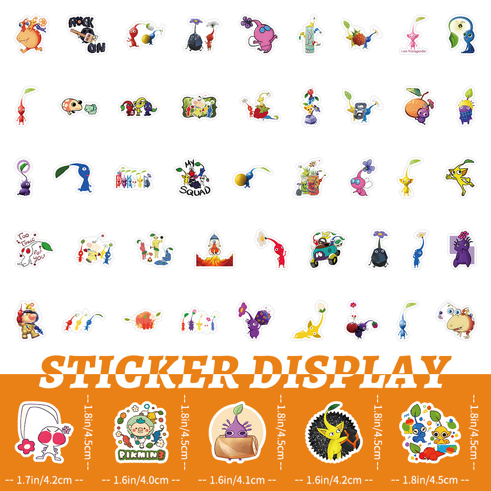 100PCS Cute Plant Pikmin Doodle Stickers - Adventure-Themed Decals for ...